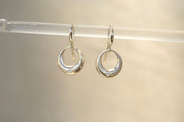 Little Moon & Diamond Drop Earrings - by Musti