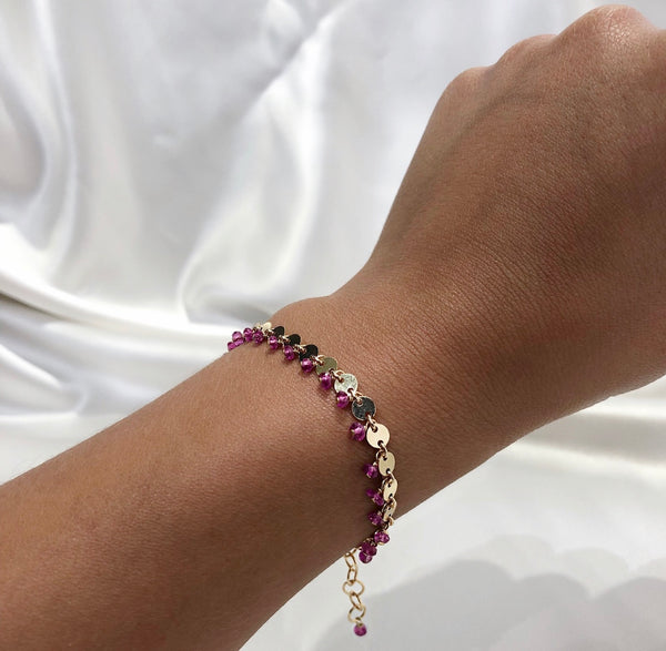 Small Disc Chain with Stone Drops Bracelet - by Musti